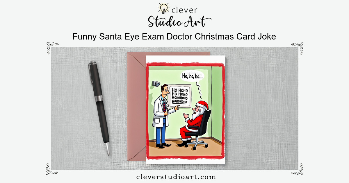 Funny Santa Eye Exam Doctor Christmas Card Joke
