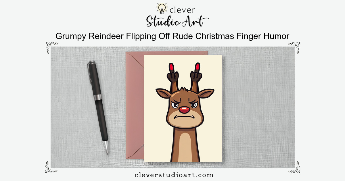 Grumpy Reindeer Flipping Off Rude Christmas Finger Humor | Clever ...