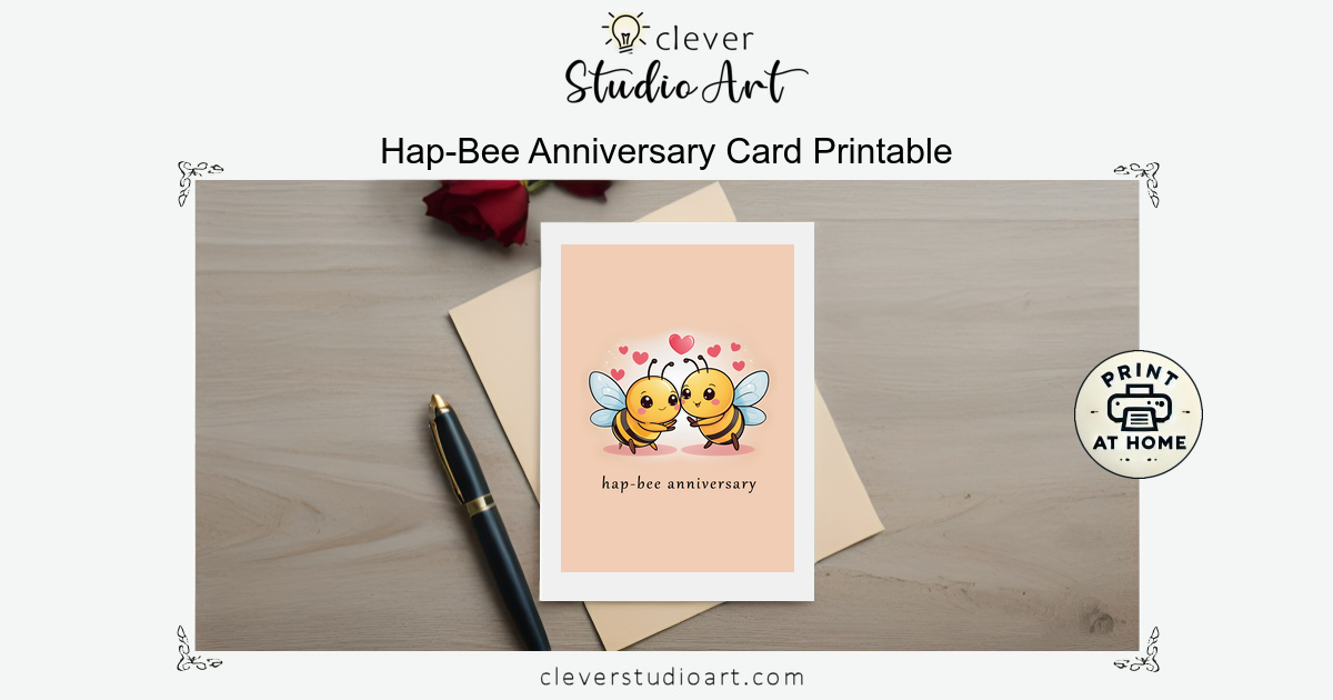 Hap-Bee Anniversary Card Printable | Clever Studio Art