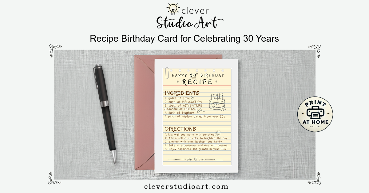Recipe Birthday Card for Celebrating 30 Years