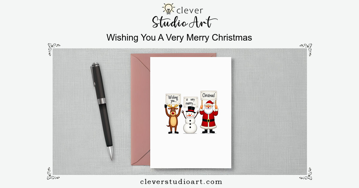 Wishing You A Very Merry Christmas Card | Clever Studio Art